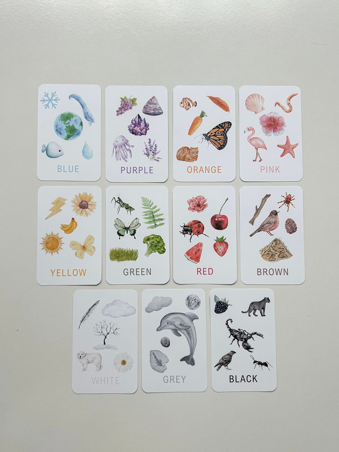 11 Childrens Nature Colour Flashcards Printable, Kids Learn Colour ...