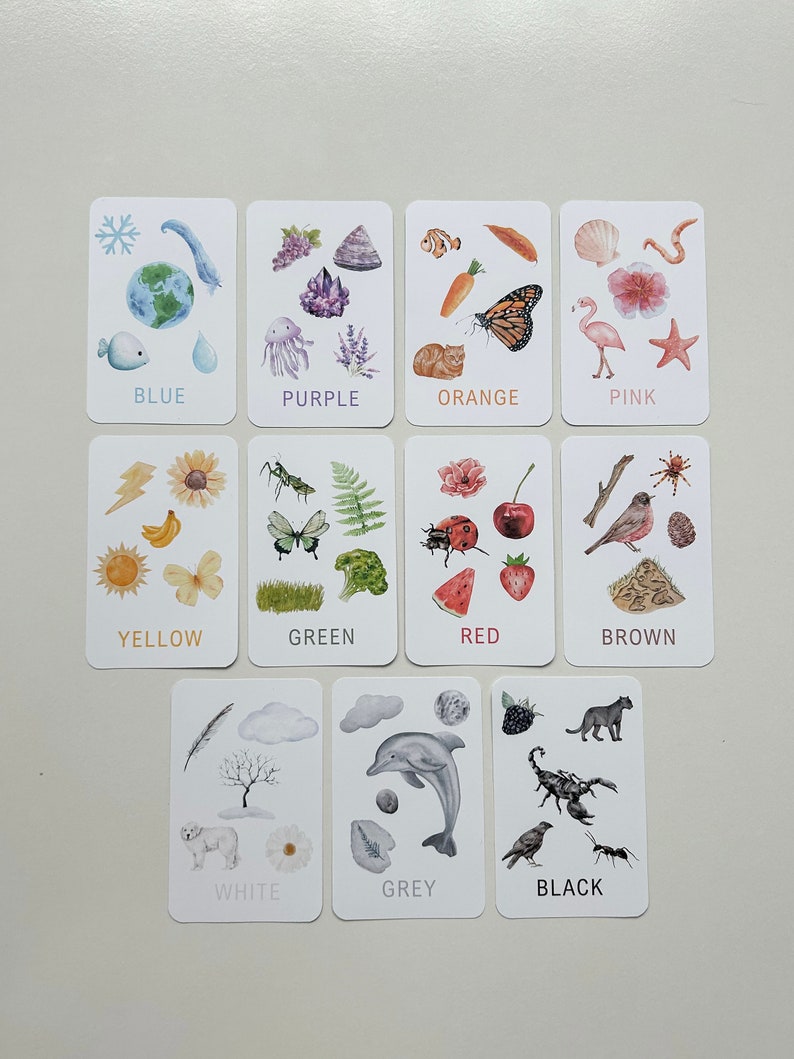 11 Childrens Nature Colour Flashcards Printable, Kids Learn Colour ...