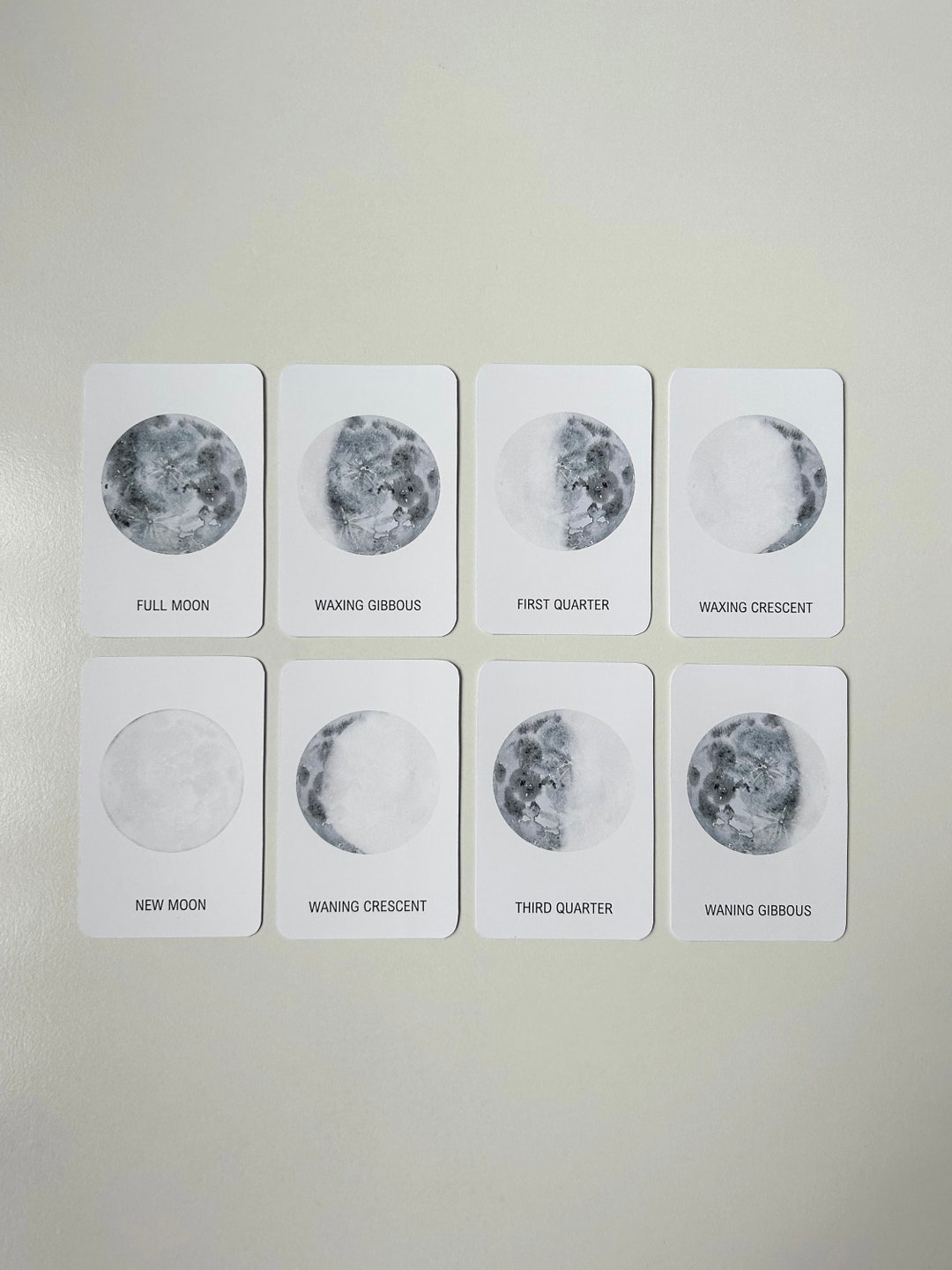 Moon Phase Watercolour Cards Printable, Toddler Space Flashcards ...
