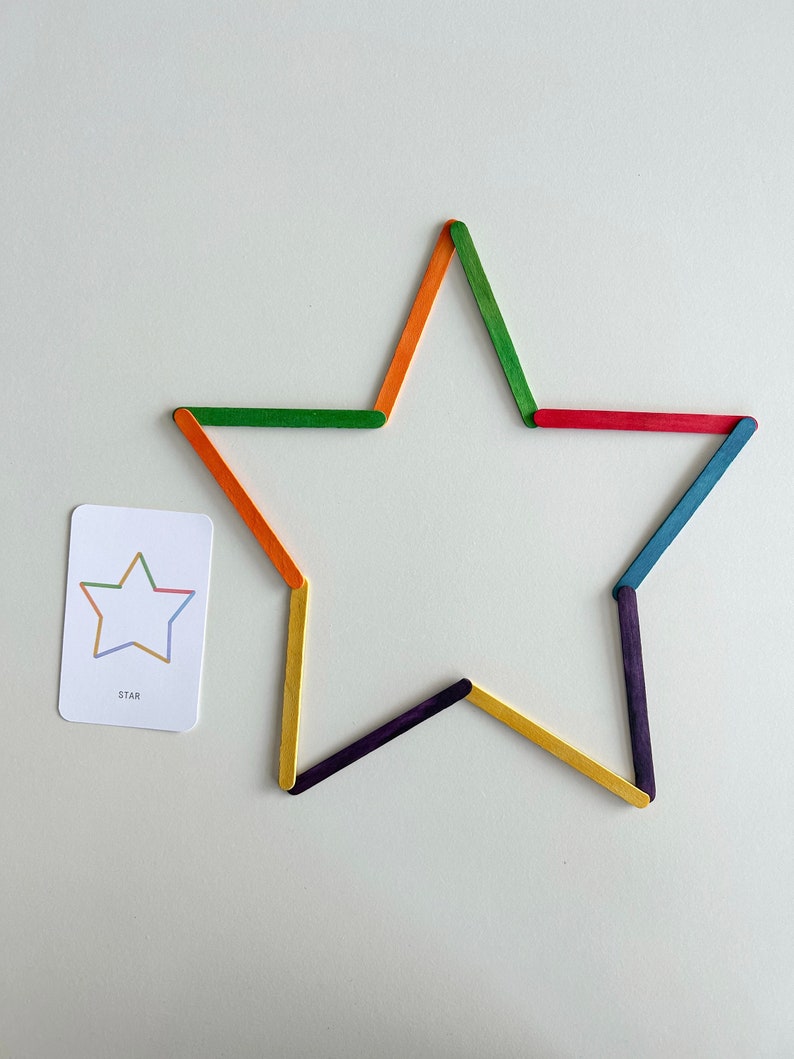 Popsicle Stick Shape Pattern Cards Printable, Paddle Pop Stick Activity ...