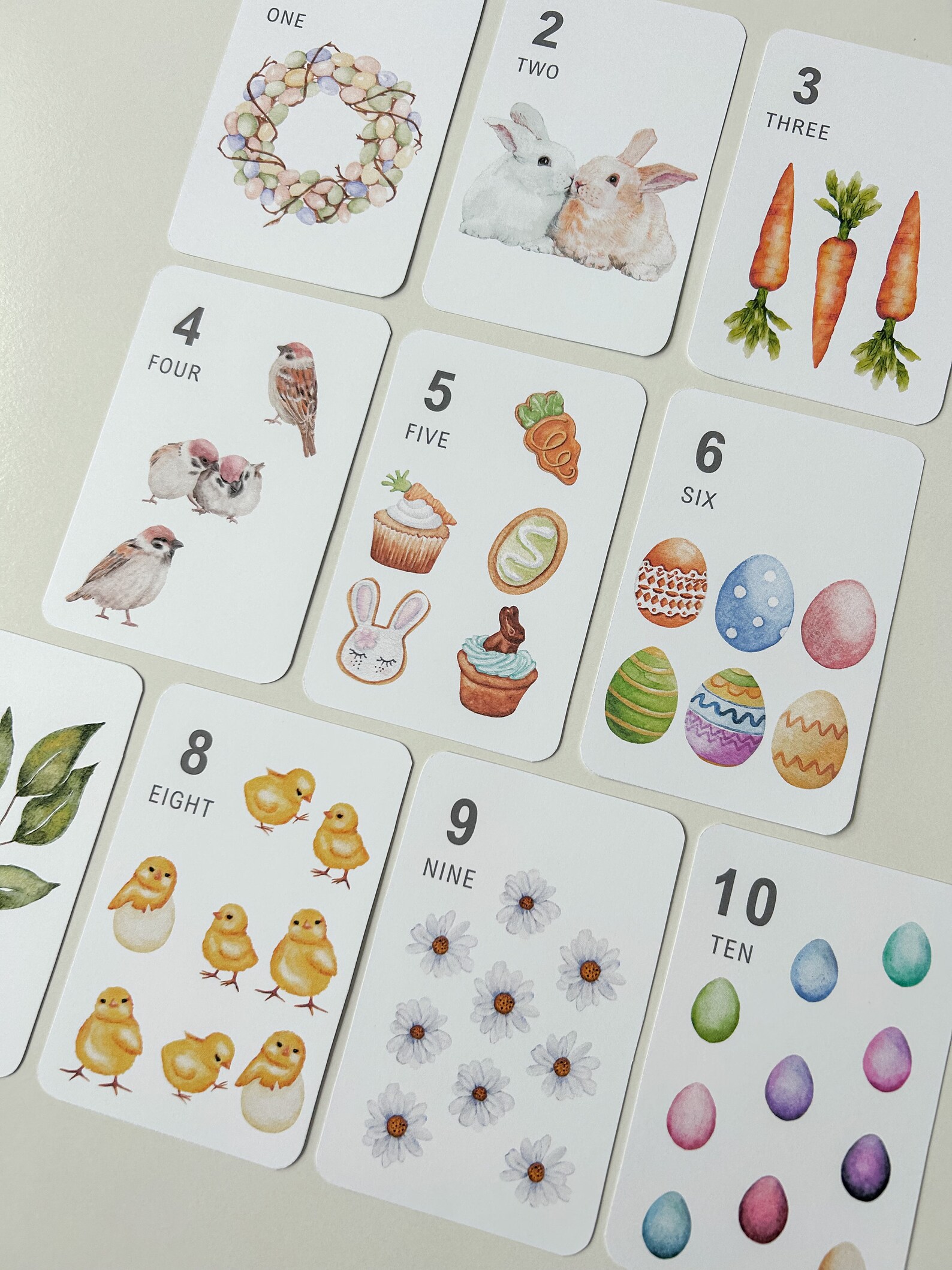 1-10 Easter Number Flashcards Watercolour Printable, Learn to Count for ...
