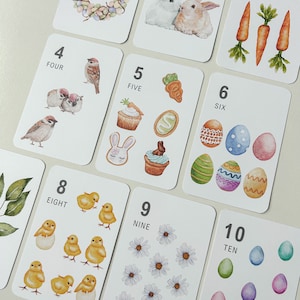 1-10 Easter Number Flashcards Watercolour Printable, Learn to Count for ...