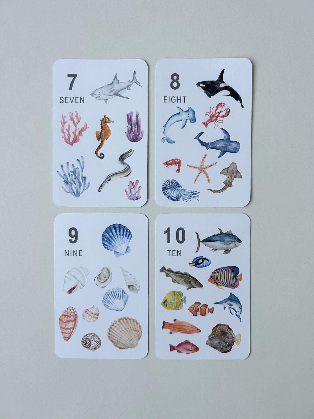 1-10 Ocean Animal Number Cards Printable, Learn to Count Children ...