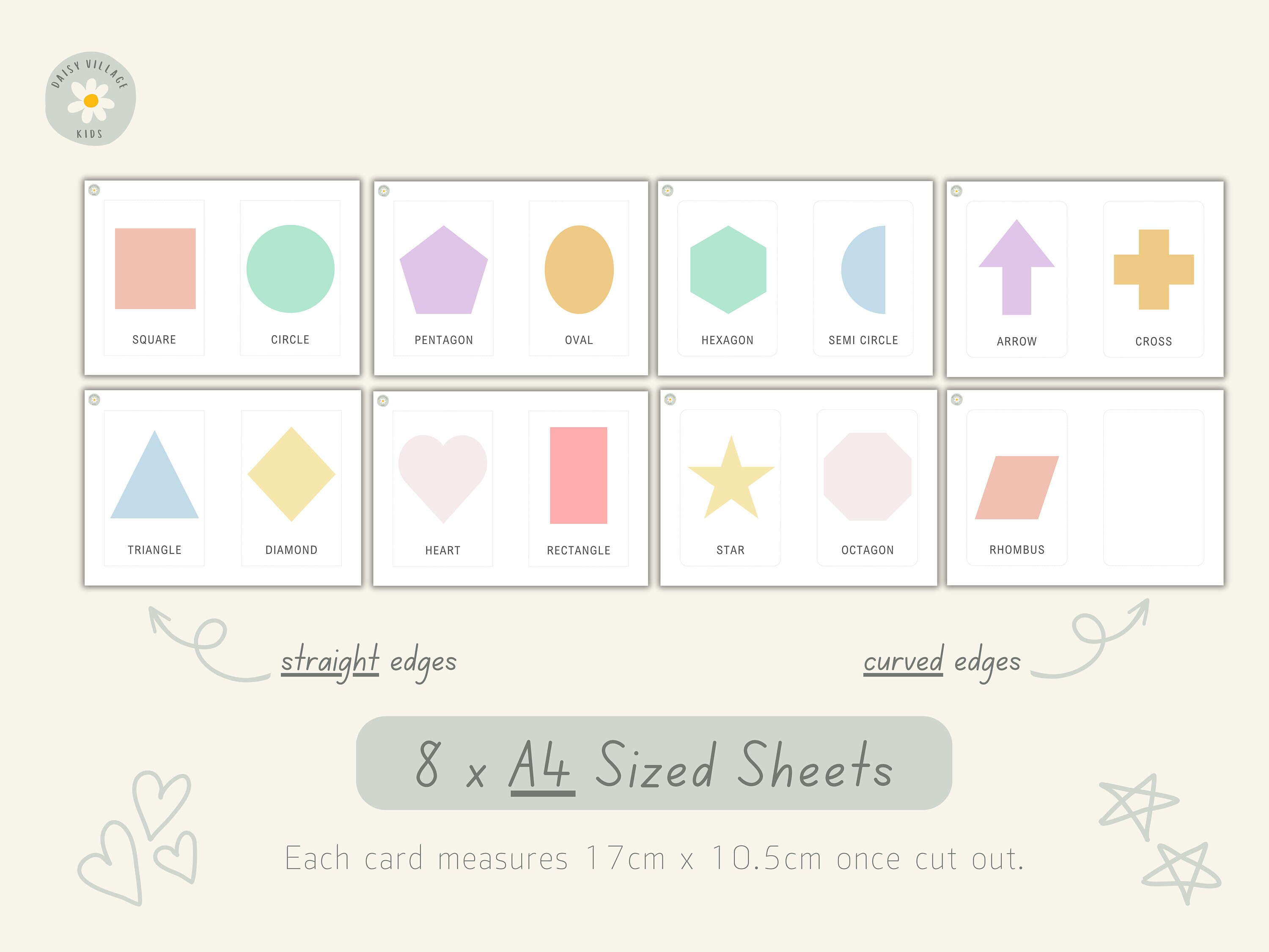 15 Shape Flashcards Printable Kids Shape Recognition Cards - Etsy Australia