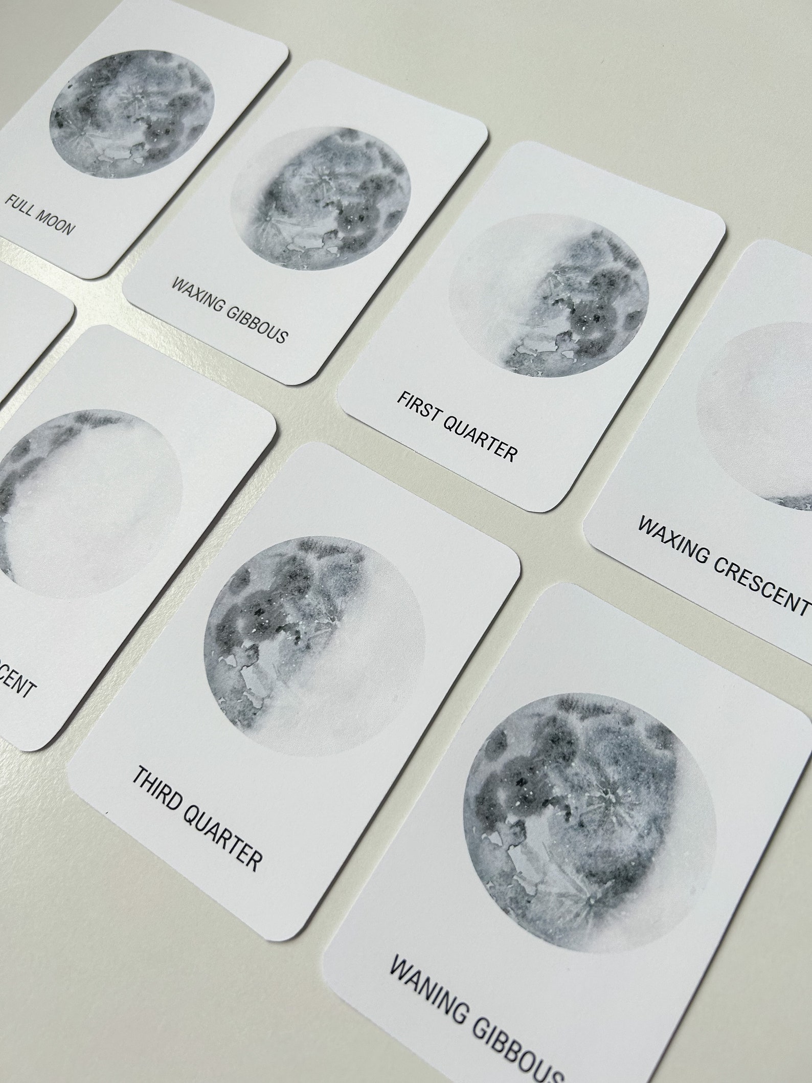 Moon Phase Watercolour Cards Printable, Toddler Space Flashcards ...