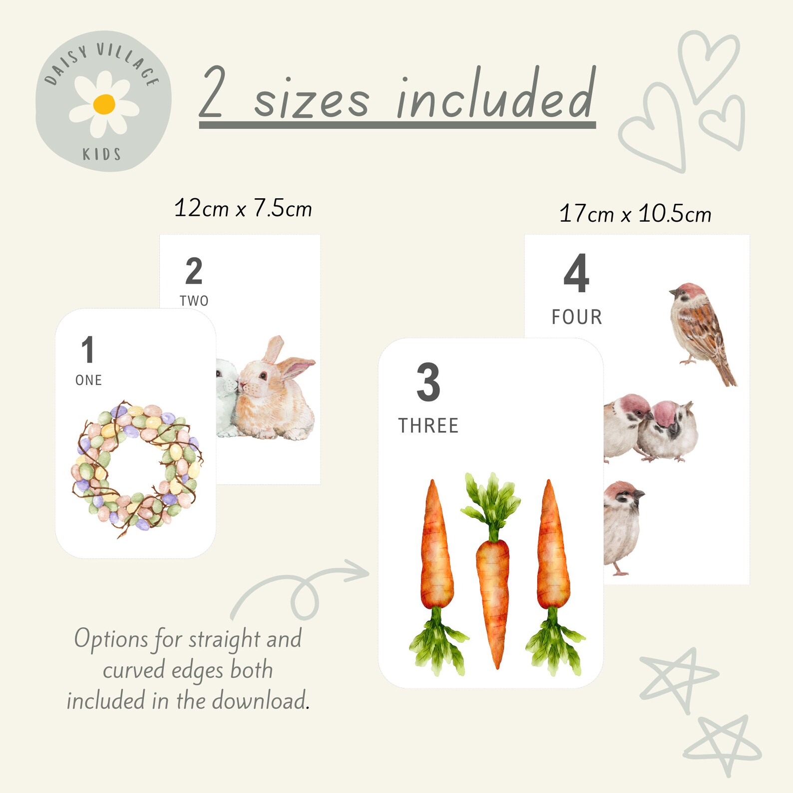 1-10 Easter Number Flashcards Watercolour Printable, Learn to Count for ...