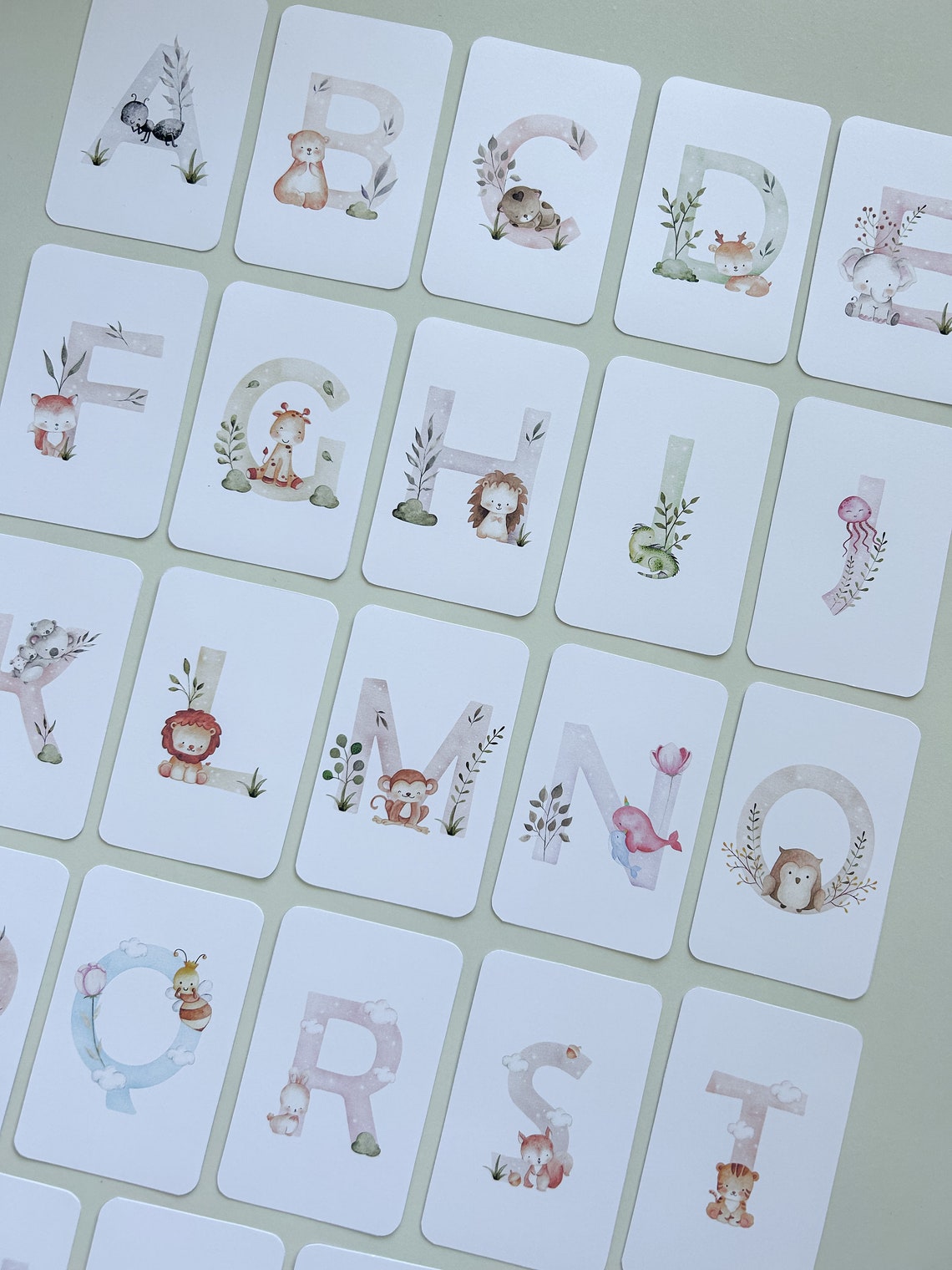 A-Z Animal Alphabet Cards Printable, Cute Animals, Woodlands Theme Abc ...