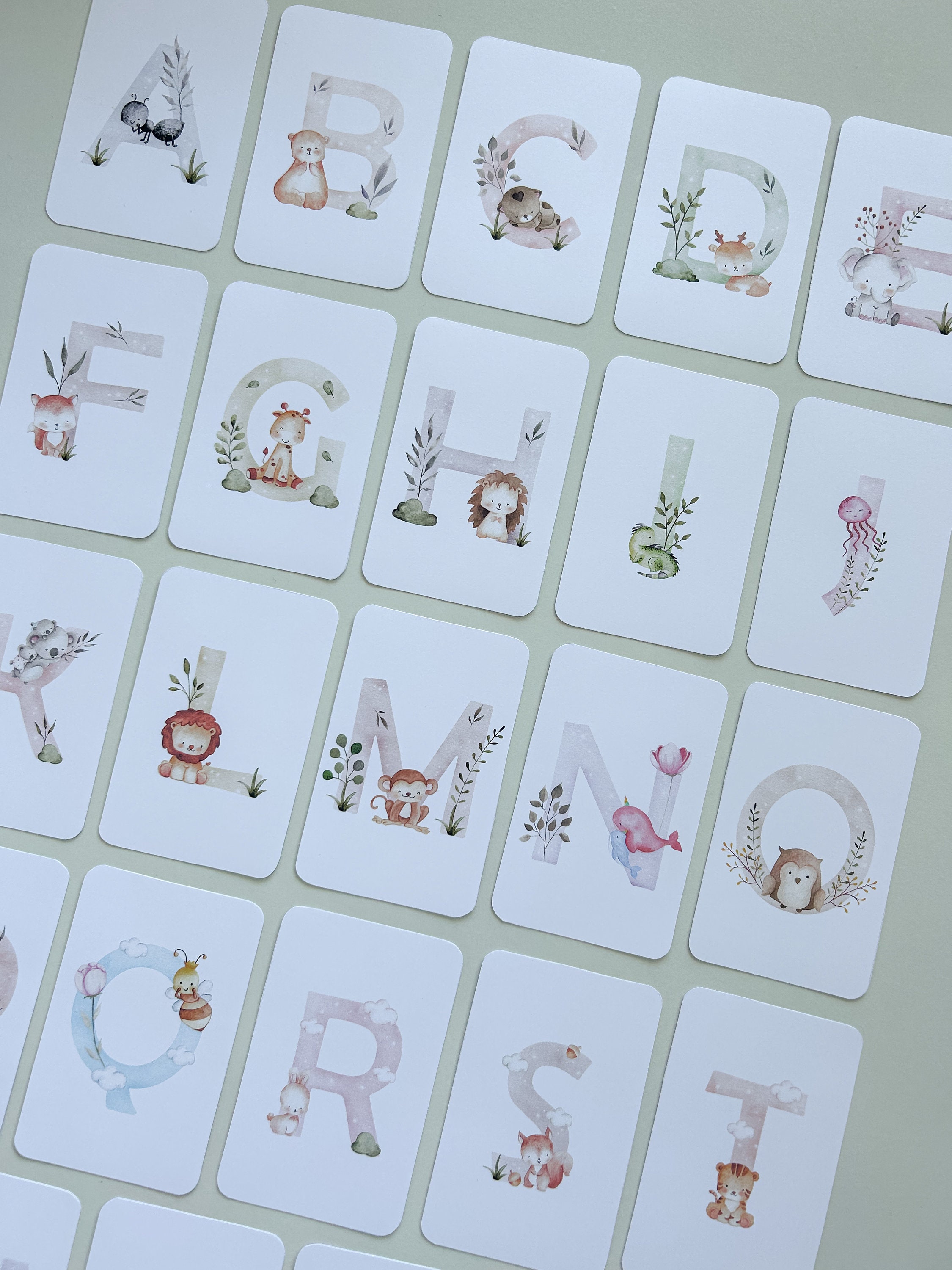 A-Z Animal Alphabet Cards Printable, Cute Animals, Woodlands Theme Abc ...