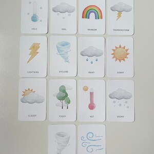 14 cartes mémoire météo à imprimer aquarelle, cartes météo pour enfants ...