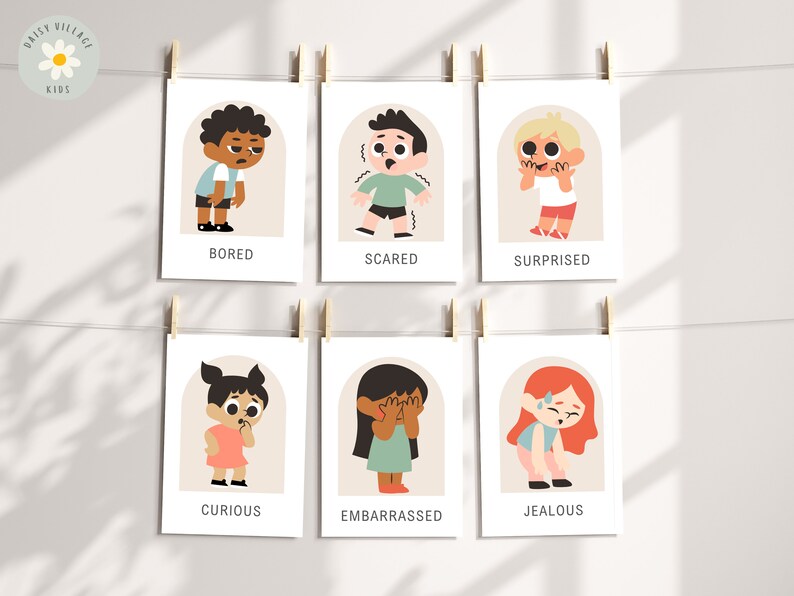 16 Children's Emotions Flashcards Printable Kids Feelings - Etsy