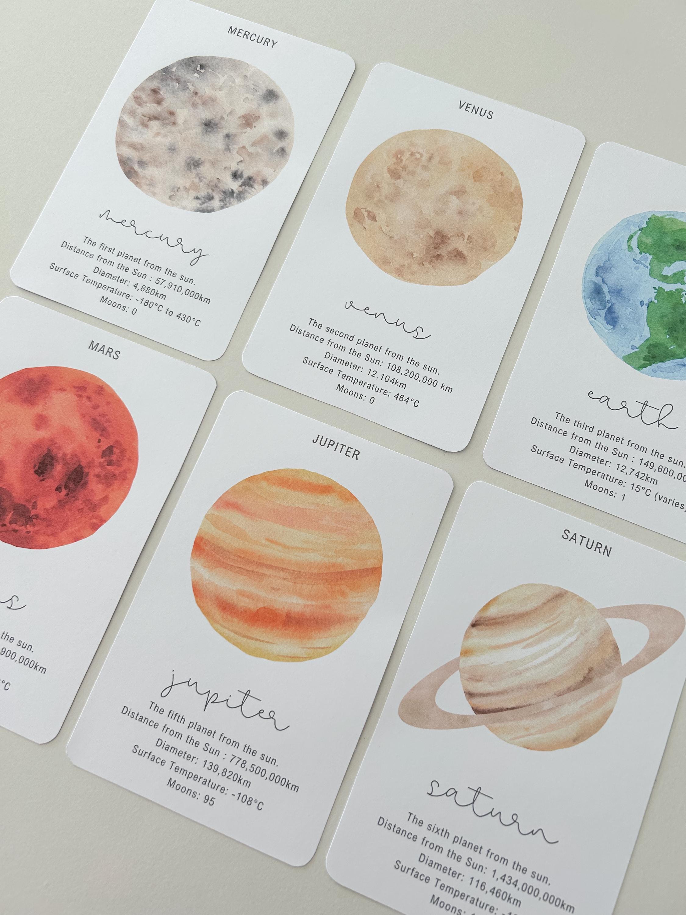 10 Solar System Flashcards Printable, Space, Planets, Children's ...