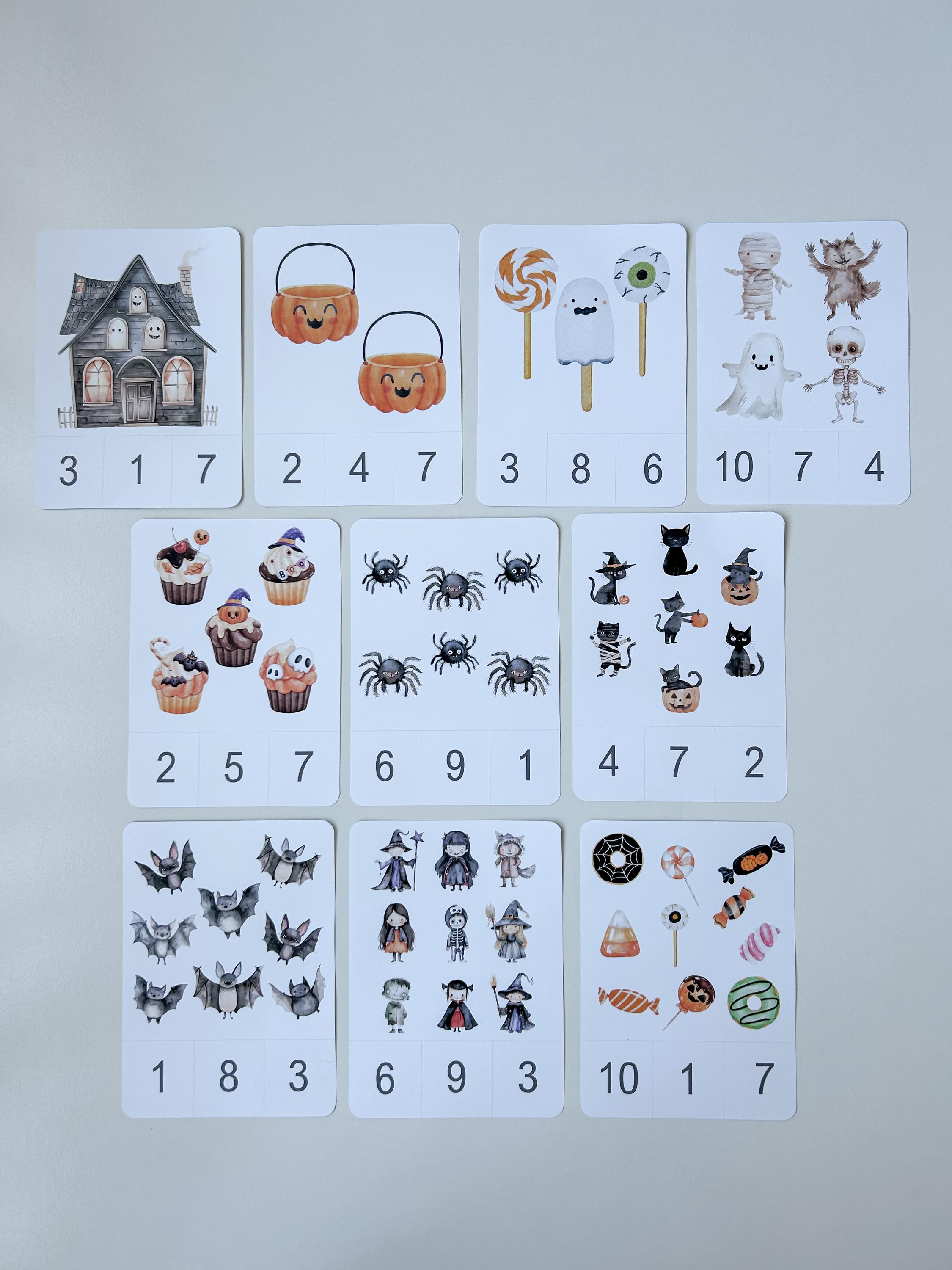 1-10 Halloween Number Peg Matching Printable, Counting for Children ...