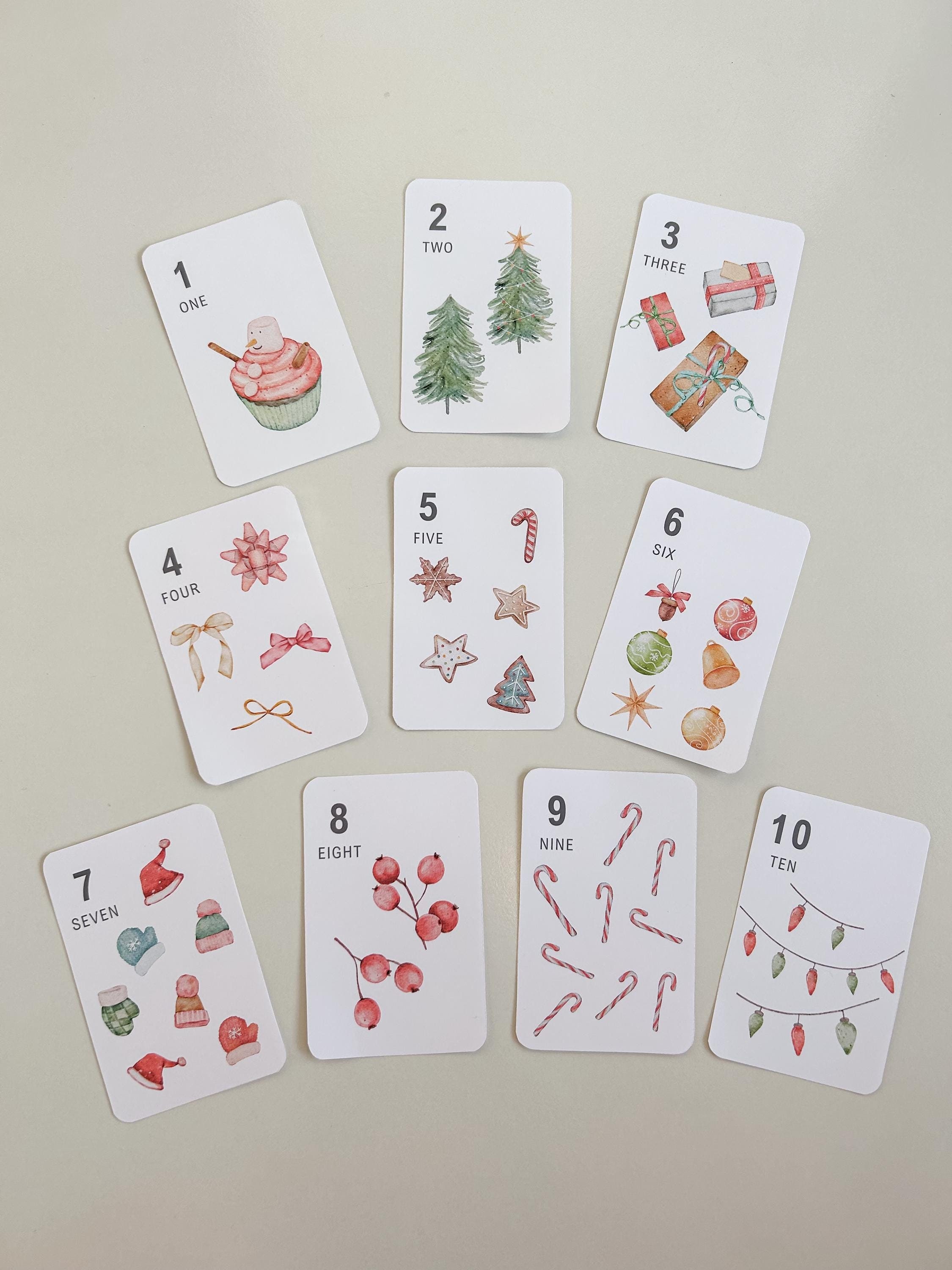 1-10 Christmas Number Cards Printable, Learn to Count Children, Early ...