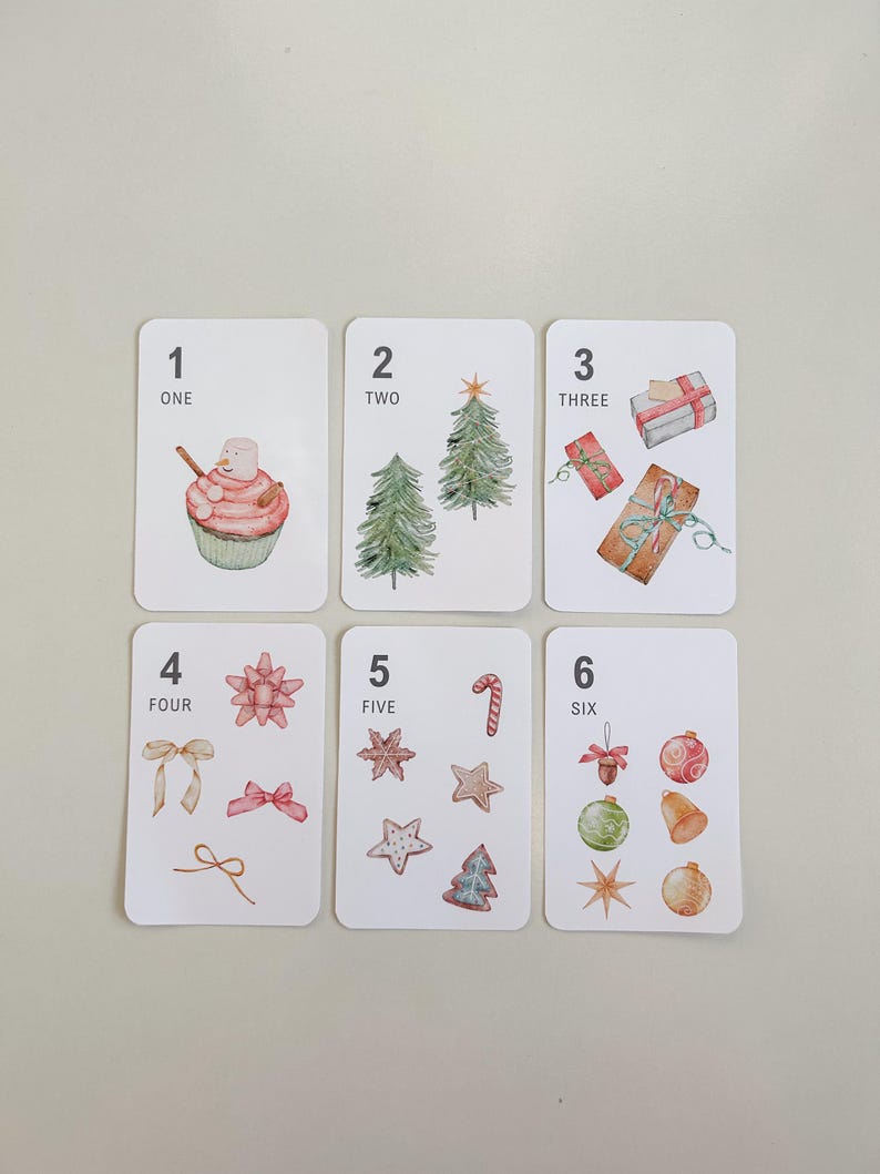 1-10 Christmas Number Cards Printable, Learn to Count Children, Early ...