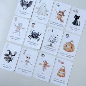 Halloween Yoga Cards for Children: 12 Printable Flashcards (digital ...