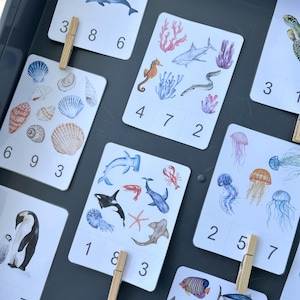 1-10 Ocean Number Peg Matching Printable, Counting for Children, Early ...