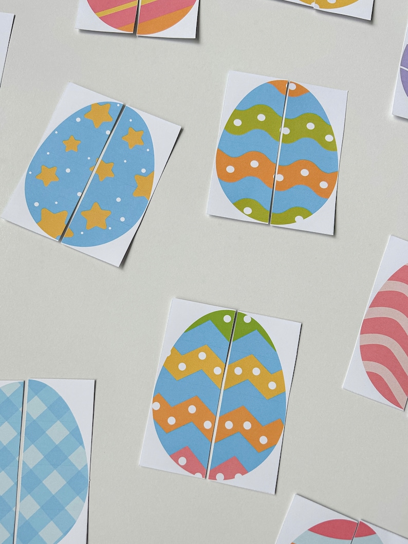 15 Easter Egg Pattern Matching Cards Bright Printable, Easter Puzzle ...