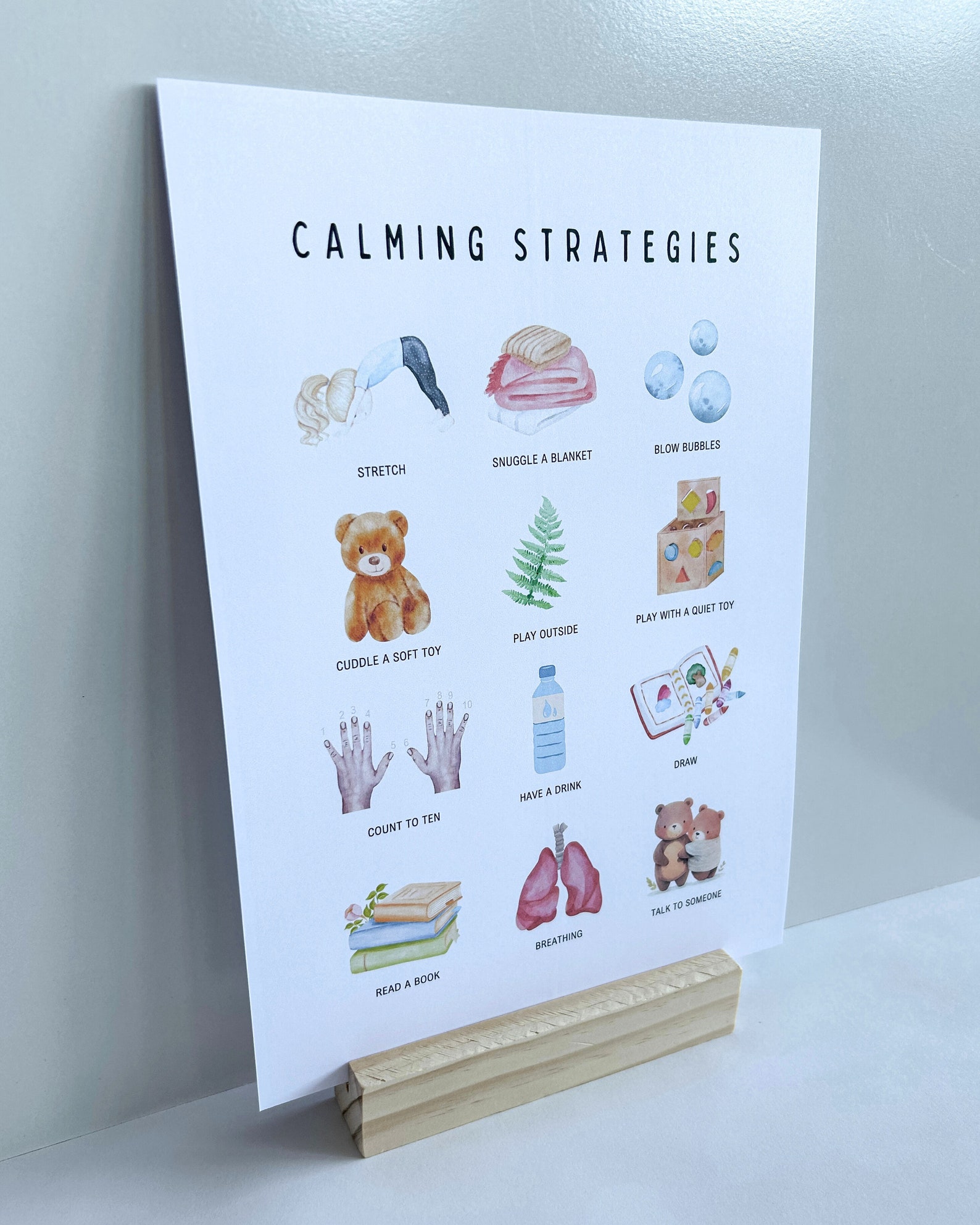 CALMING STRATEGIES Poster Printable, Quiet Corner, Children's Emotional ...