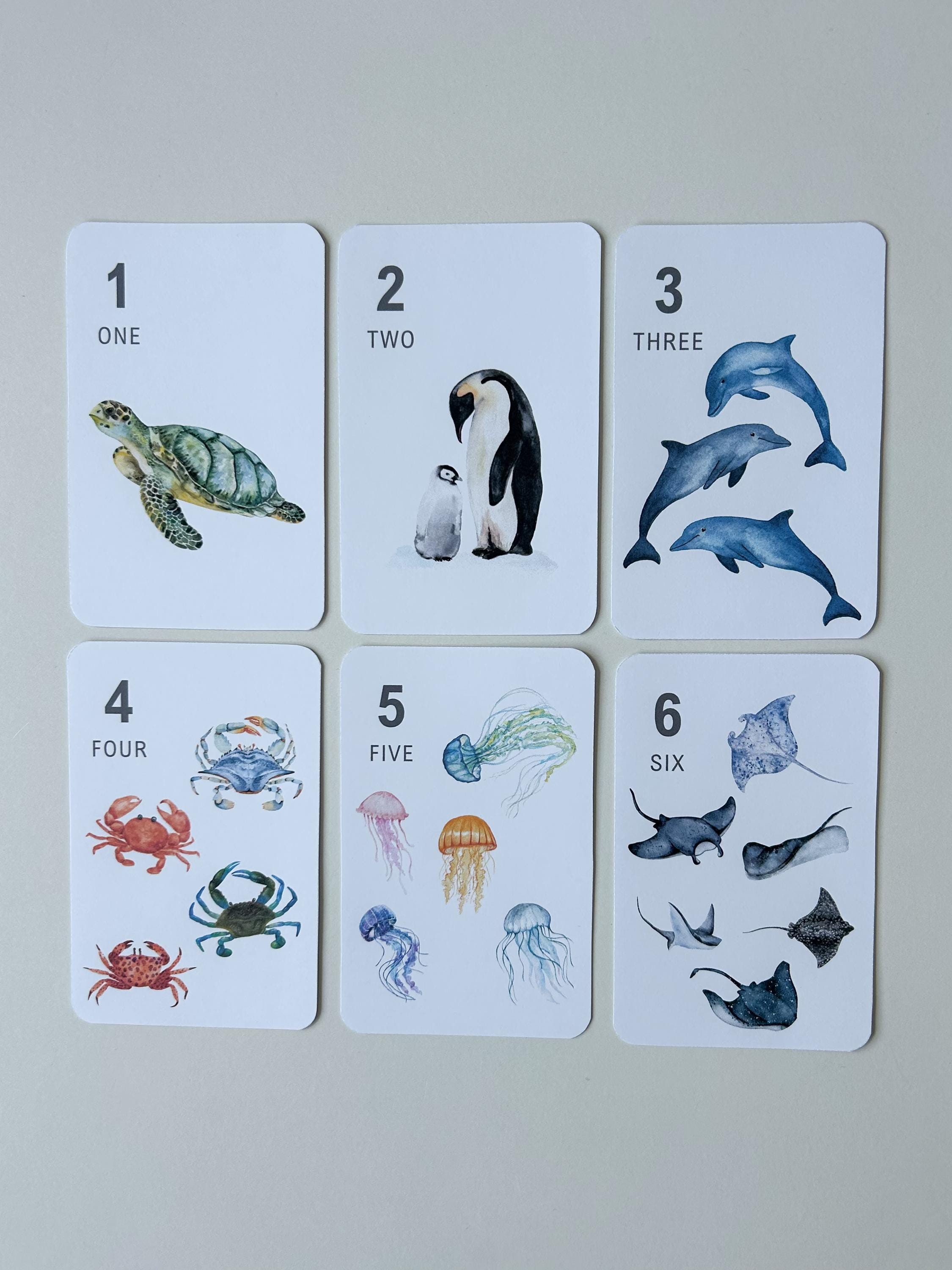 1-10 Ocean Animal Number Cards Printable, Learn to Count Children ...