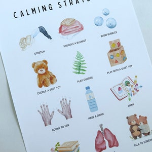 CALMING STRATEGIES Poster Printable, Quiet Corner, Children's Emotional ...