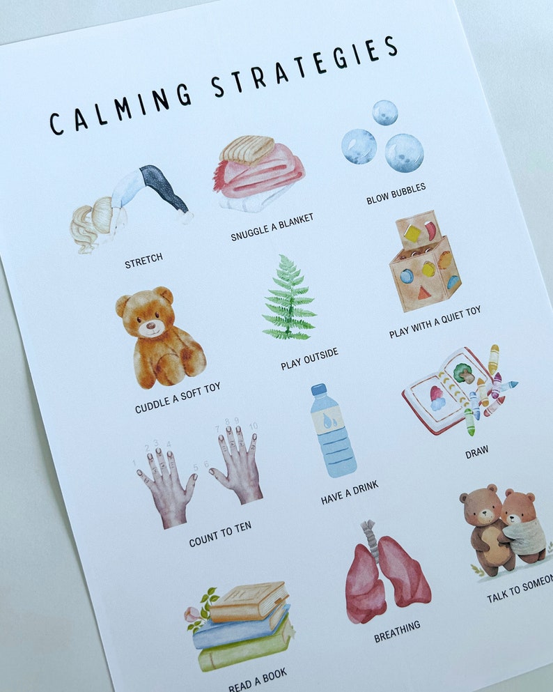 CALMING STRATEGIES Poster Printable, Quiet Corner, Children's Emotional ...