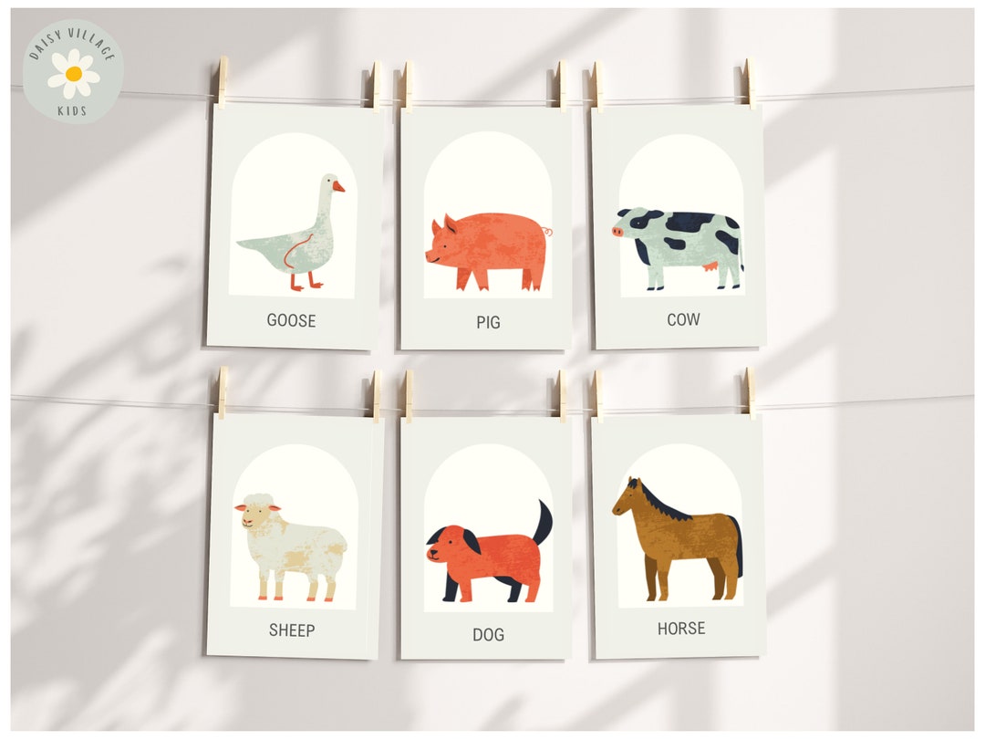 12 Farm Animal Flashcards Printable, Children's Learning Resource ...