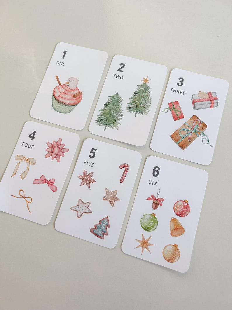 1-10 Christmas Number Cards Printable, Learn to Count Children, Early ...