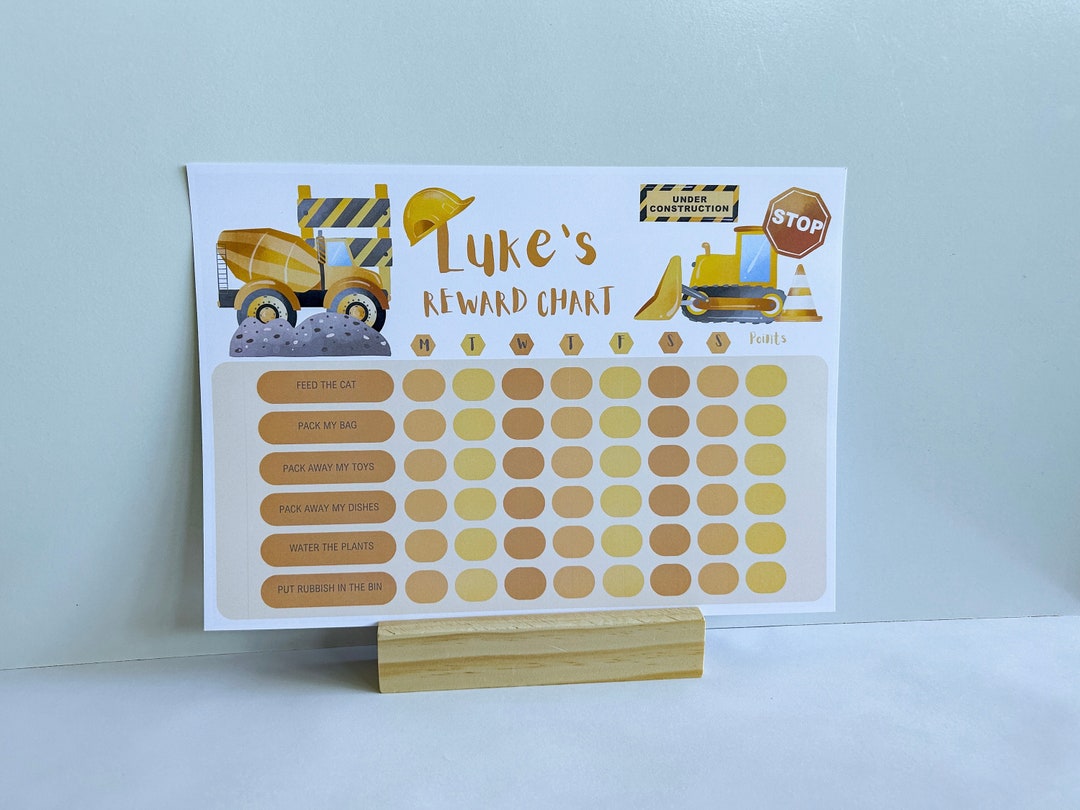 Construction Reward Chart Printable, Childrens Chore Tracker, Behaviour ...
