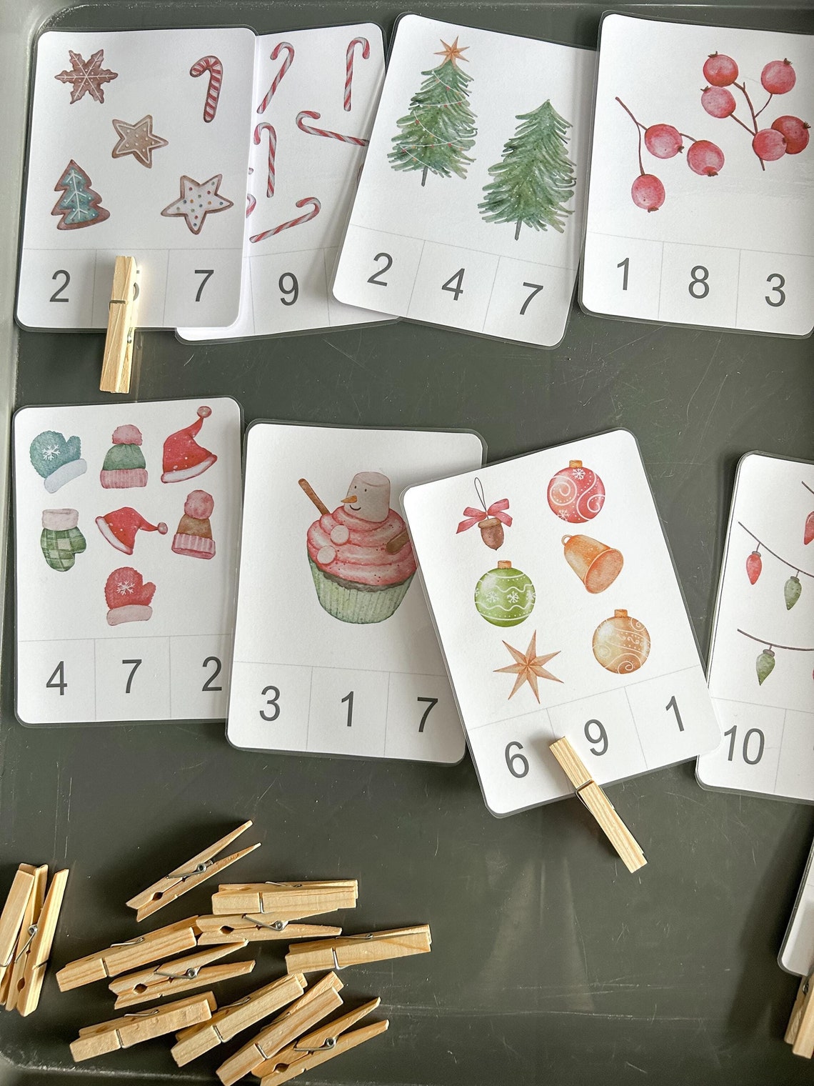 1-10 CHRISTMAS Number Peg Matching Printable, Counting for Children ...