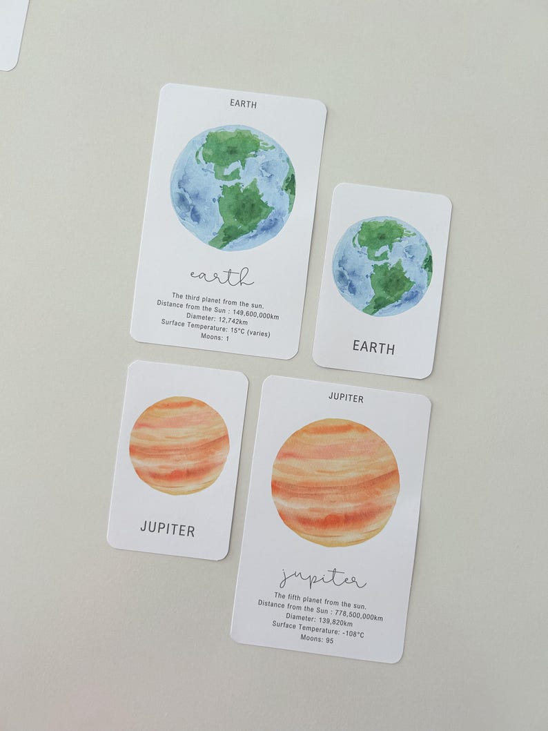 10 Solar System Flashcards Printable, Space, Planets, Children's ...