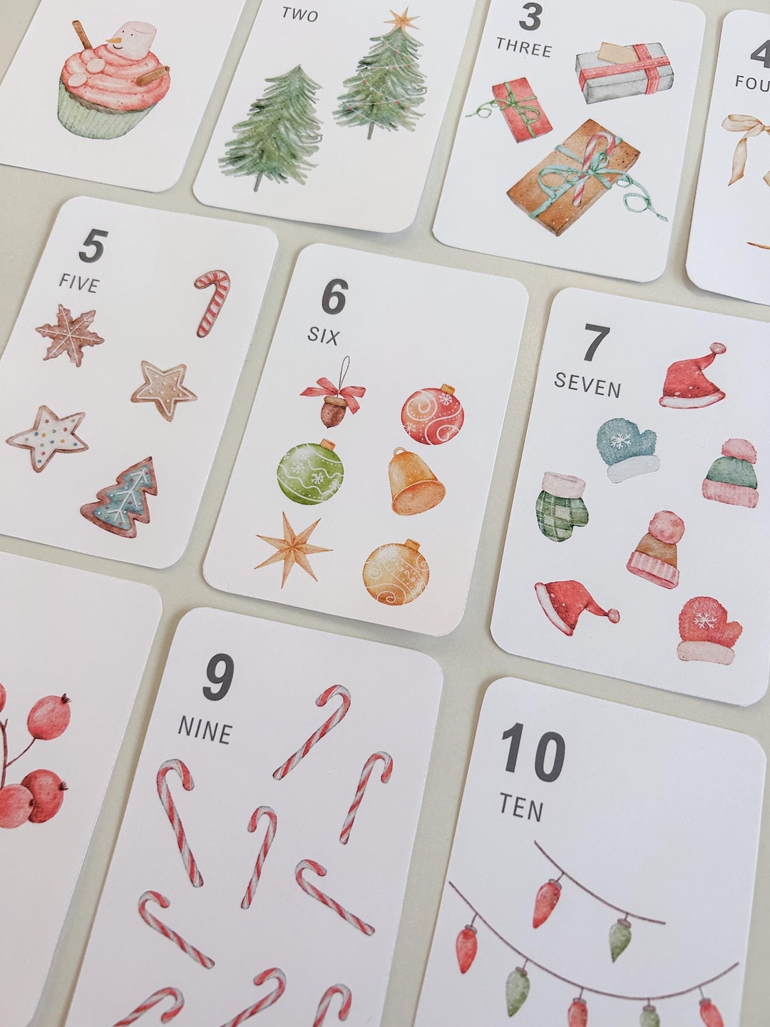 1-10 Christmas Number Cards Printable, Learn to Count Children, Early ...