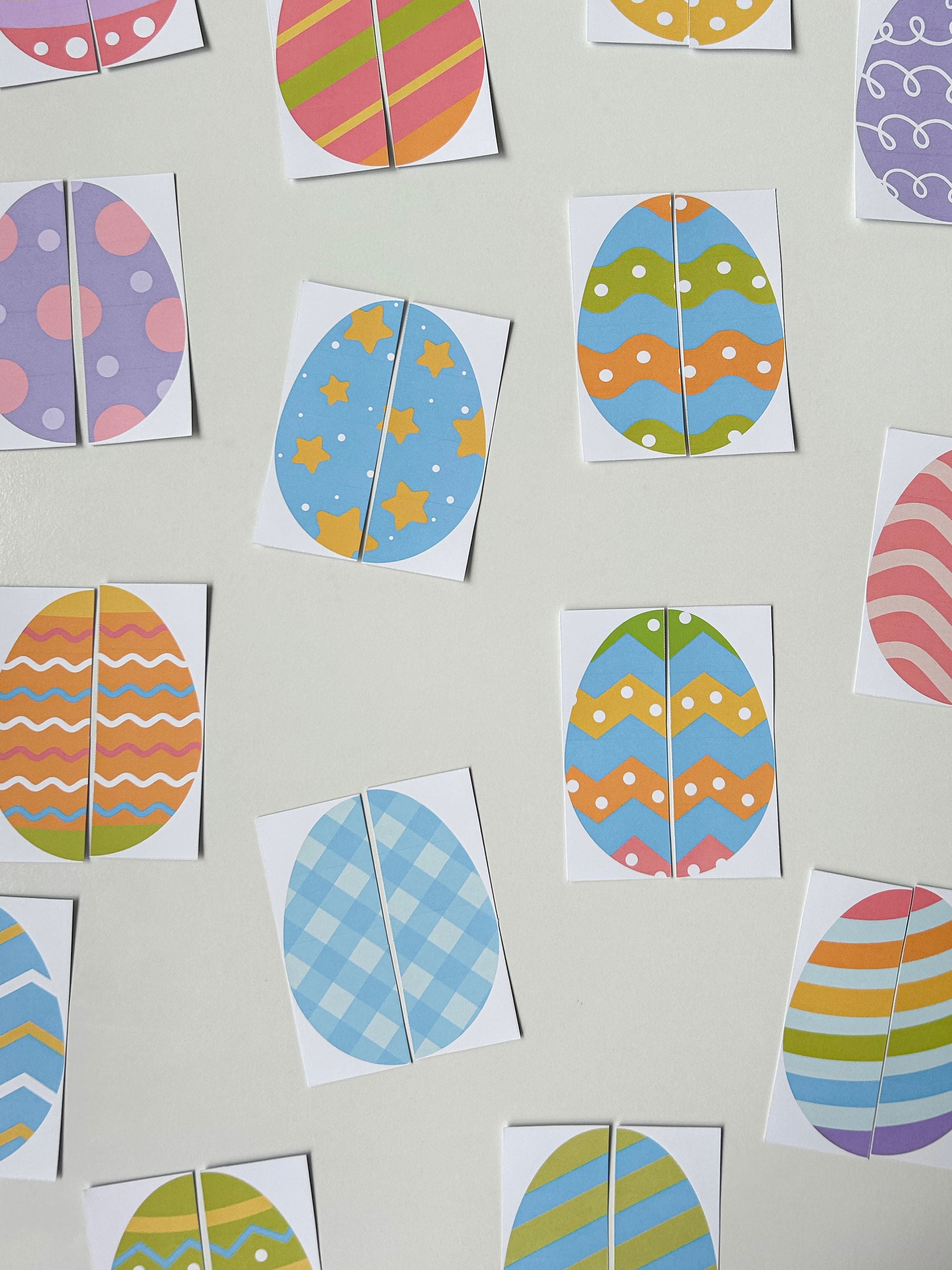 15 Easter Egg Pattern Matching Cards Bright Printable, Easter Puzzle ...