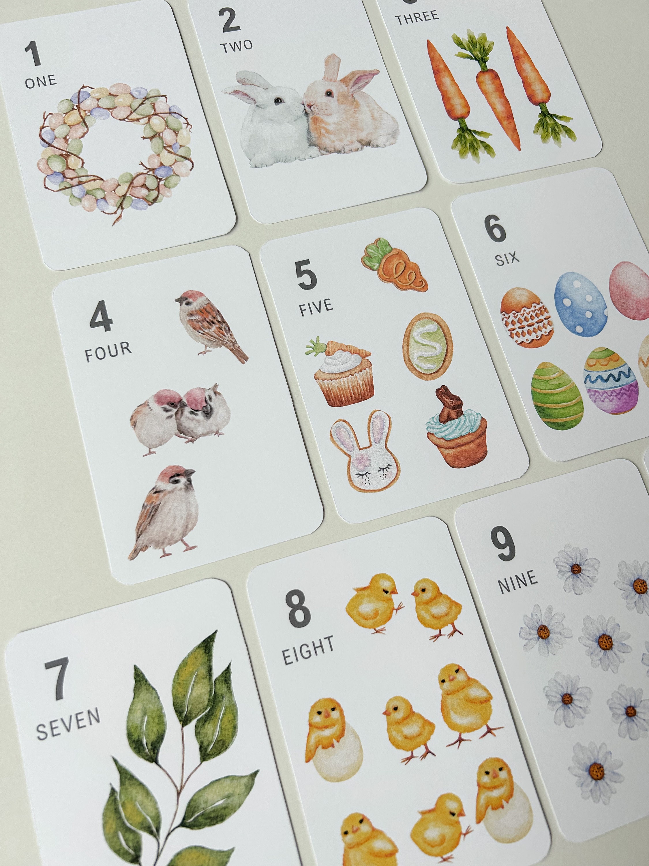 1-10 Easter Number Flashcards Watercolour Printable, Learn to Count for ...