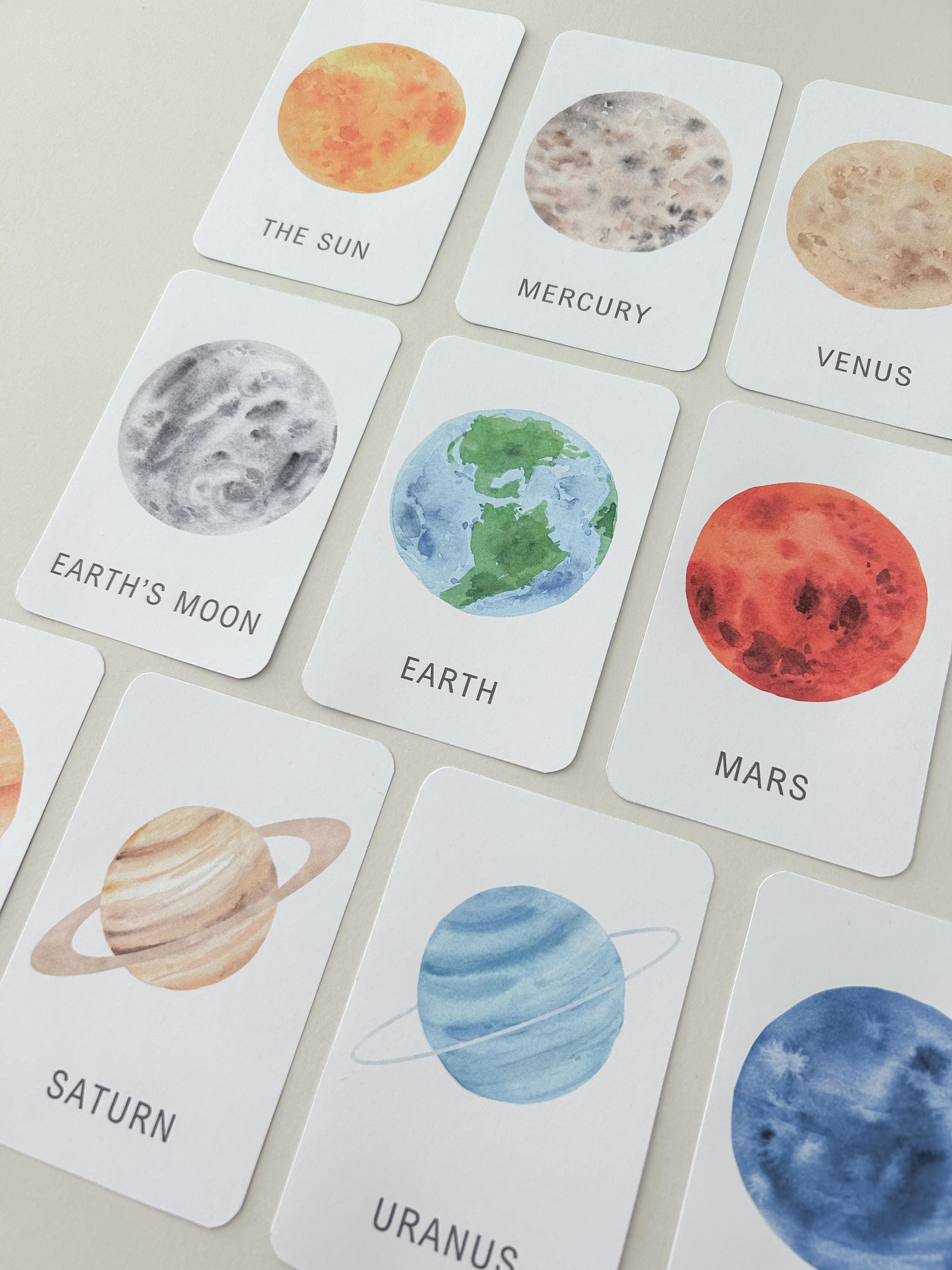 10 Solar System Flashcards Printable, Space, Planets, Children's ...