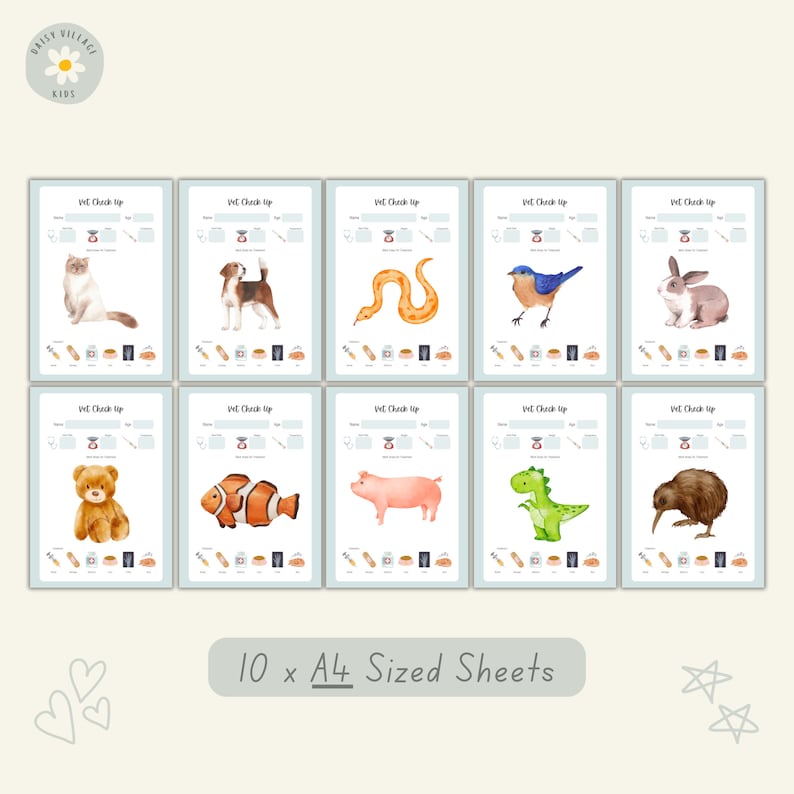 Vet Check up Dramatic Play Printable, Veterinary Clinic, Animal ...