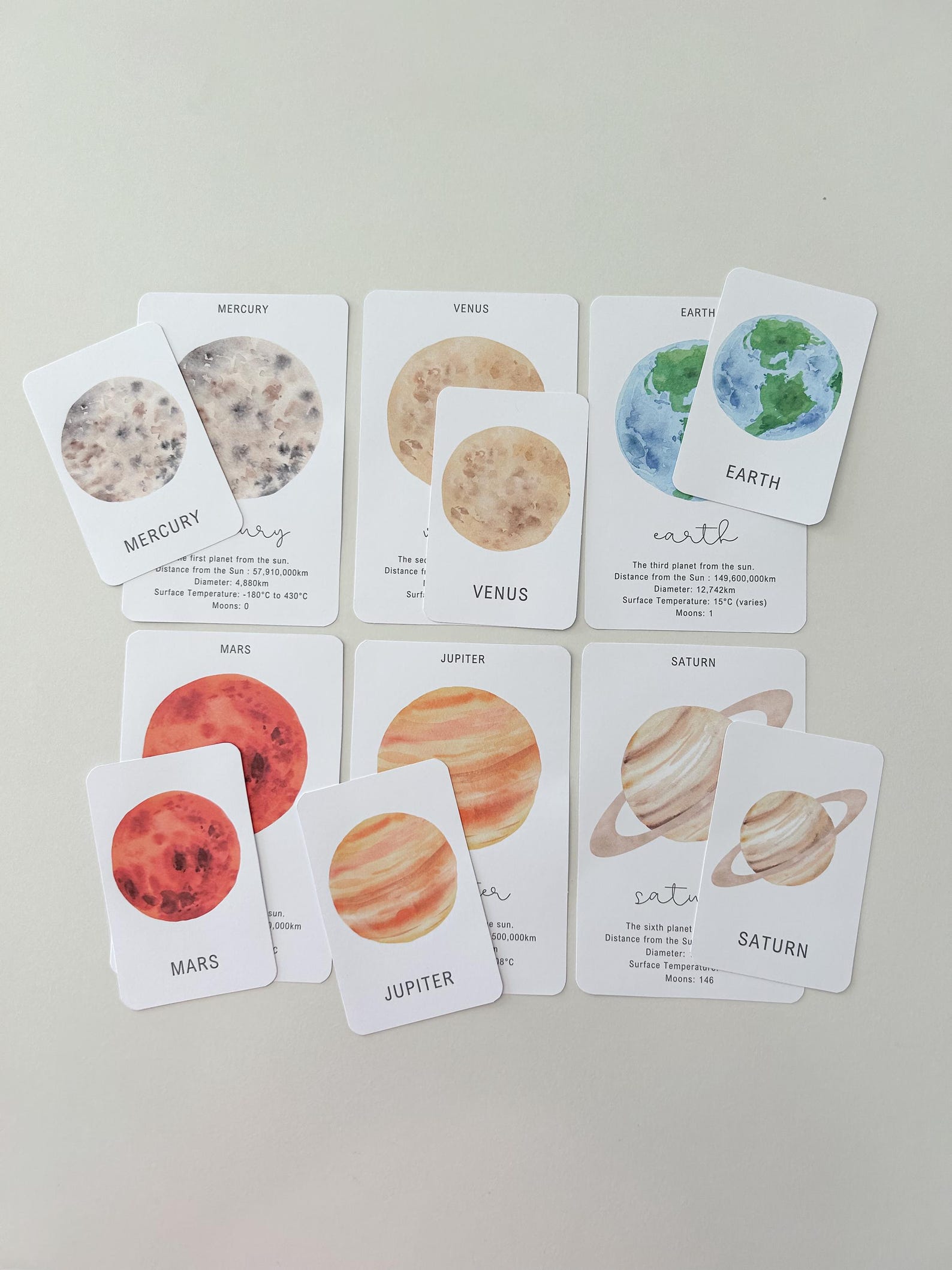 10 Solar System Flashcards Printable, Space, Planets, Children's ...