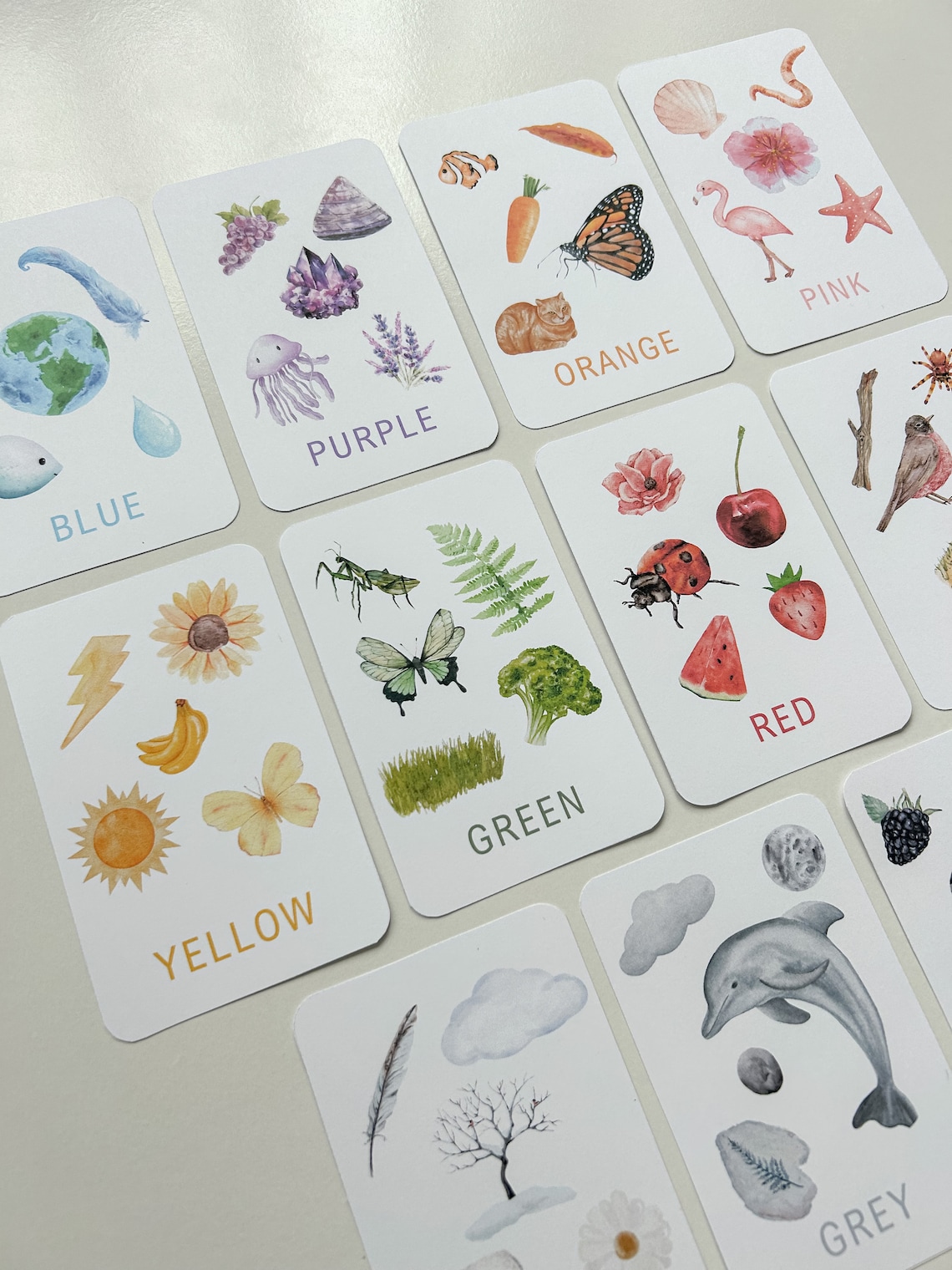 11 Childrens Nature Colour Flashcards Printable, Kids Learn Colour ...