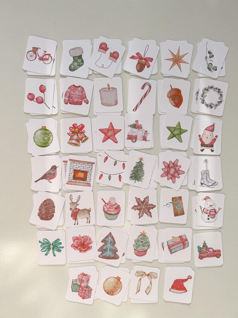 CHRISTMAS Memory Matching Cards, Christmas Puzzle Match Game, Printable ...