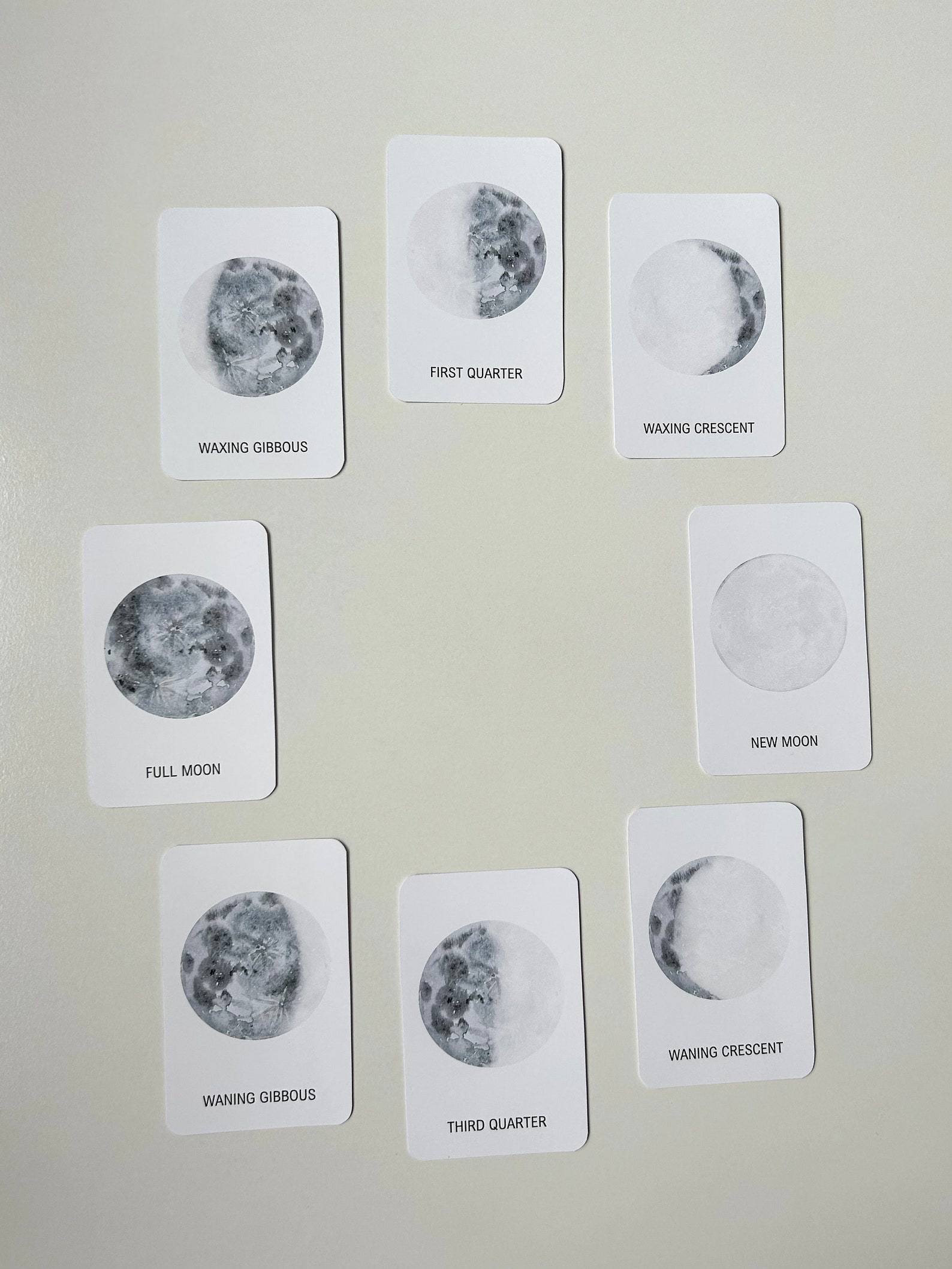 Moon Phase Watercolour Cards Printable, Toddler Space Flashcards ...