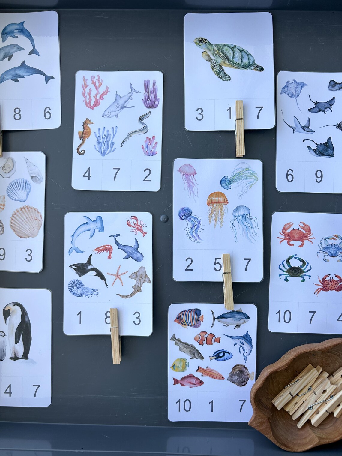 1-10 Ocean Number Peg Matching Printable, Counting for Children, Early ...