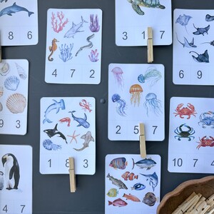 1-10 Ocean Number Peg Matching Printable, Counting for Children, Early ...