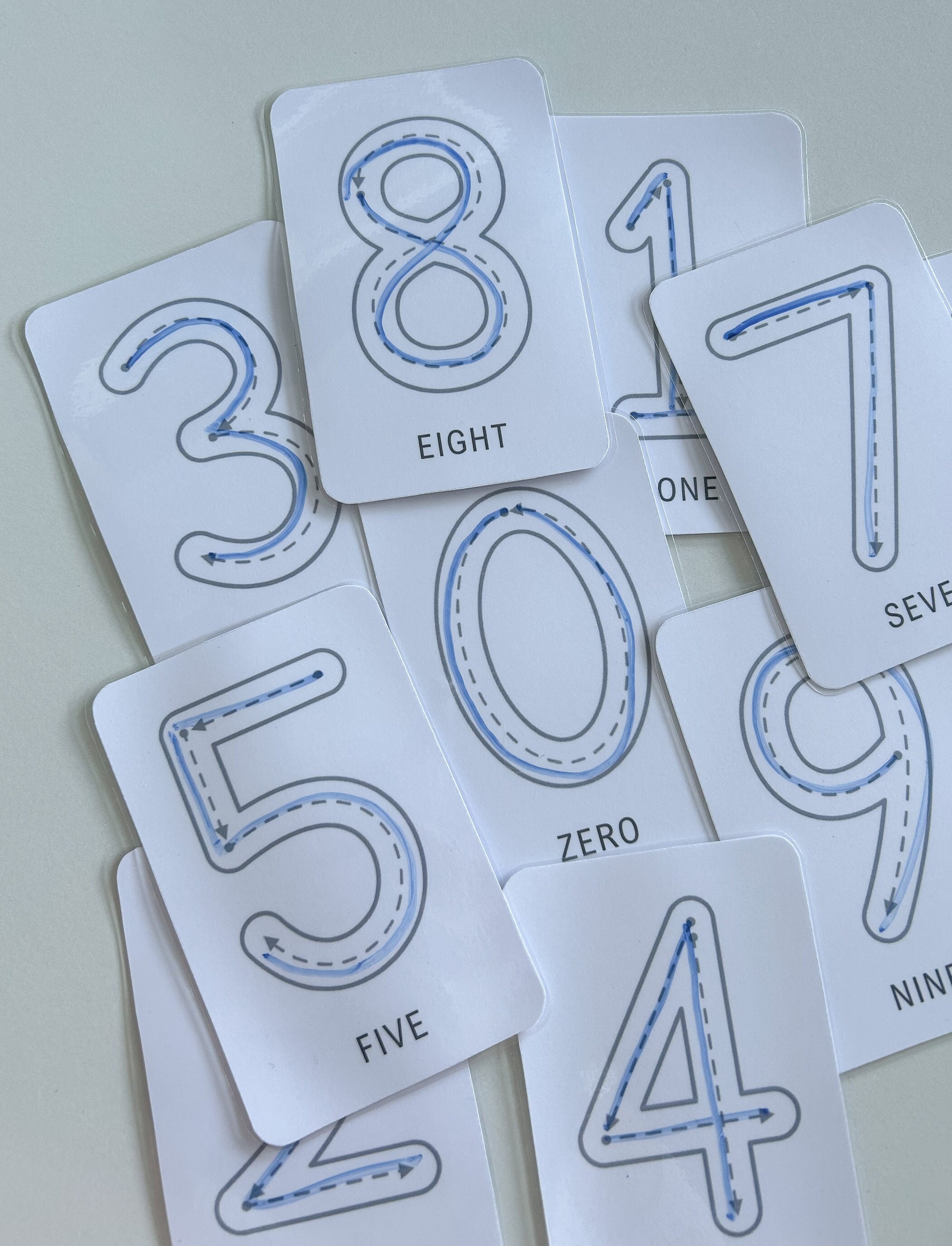 0-9 Number Tracing Cards Printable, Early Writing Skills, Numeracy ...