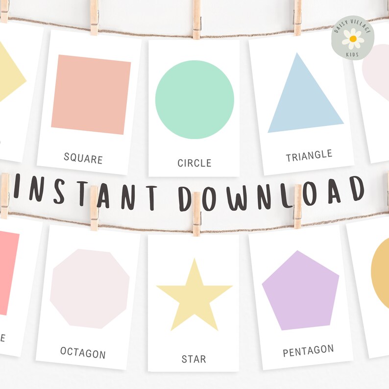 15 Shape Flashcards Printable Kids Shape Recognition Cards - Etsy Australia