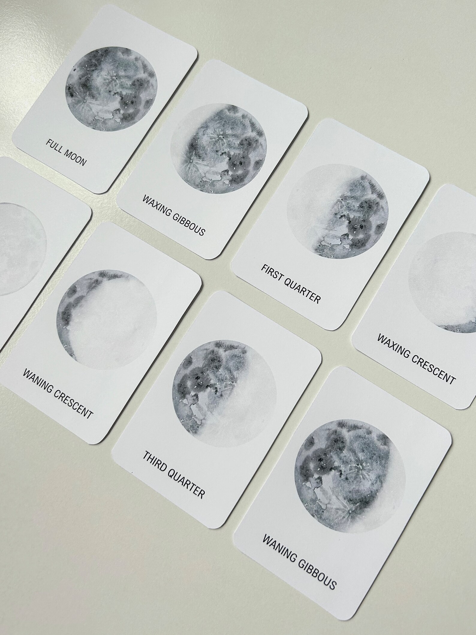 Moon Phase Watercolour Cards Printable, Toddler Space Flashcards ...