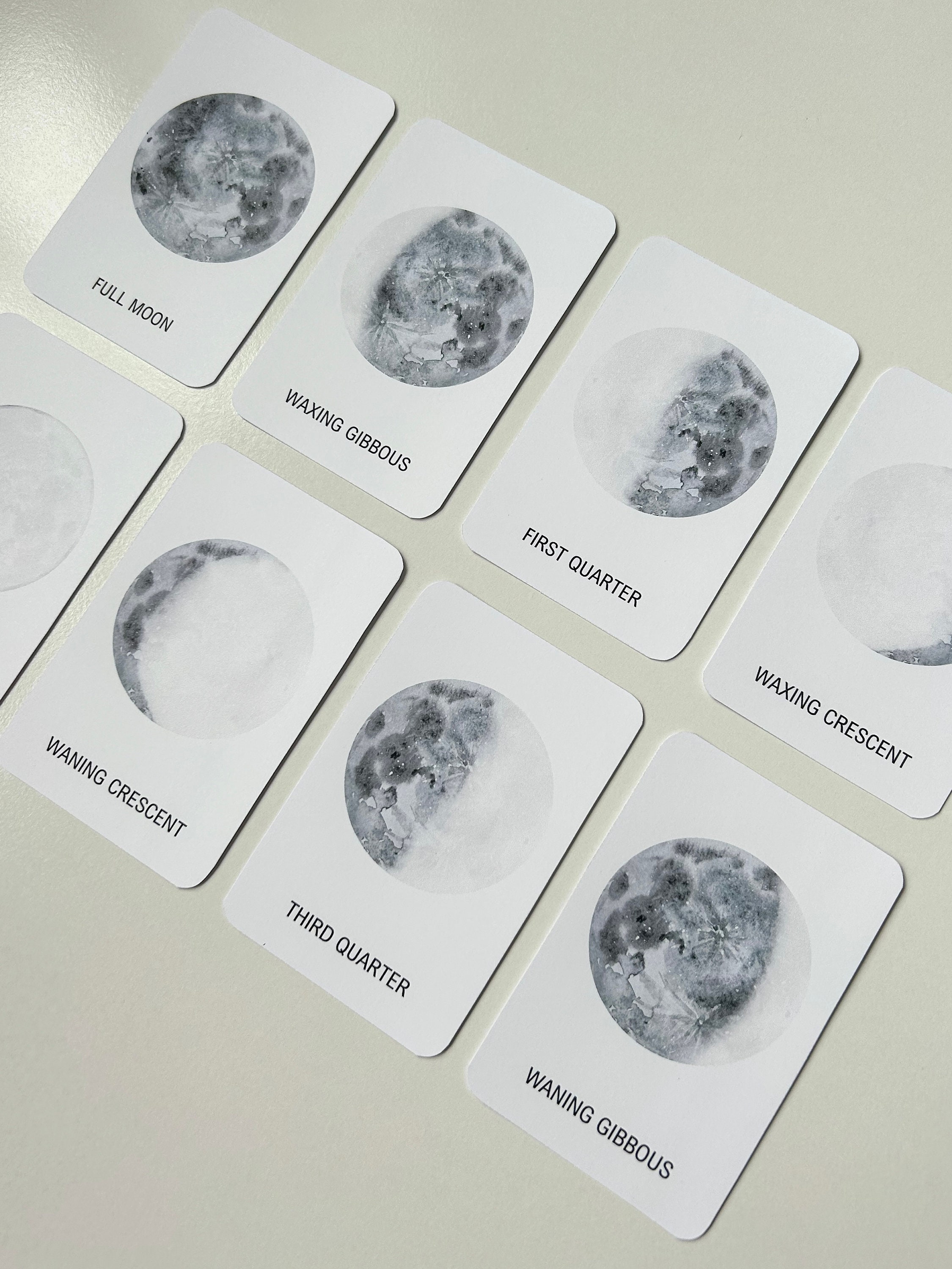 Moon Phase Watercolour Cards Printable, Toddler Space Flashcards ...