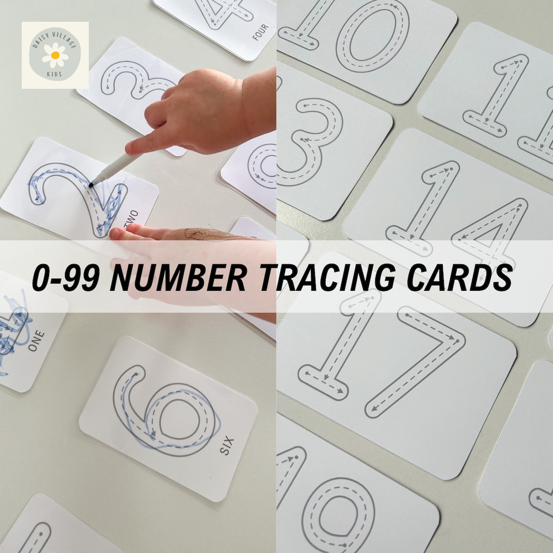 0-99 Number Tracing Cards Printable, Early Writing Skills, Numeracy ...