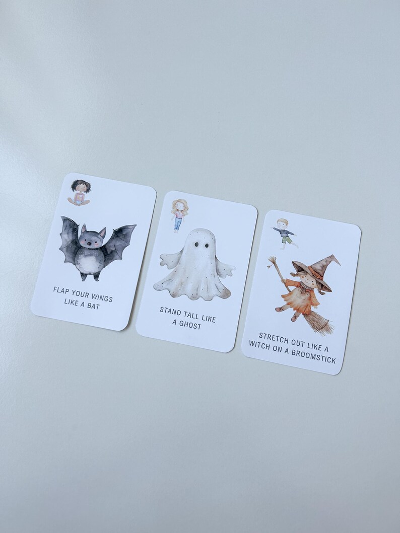 Halloween Yoga Cards for Children: 12 Printable Flashcards (digital ...