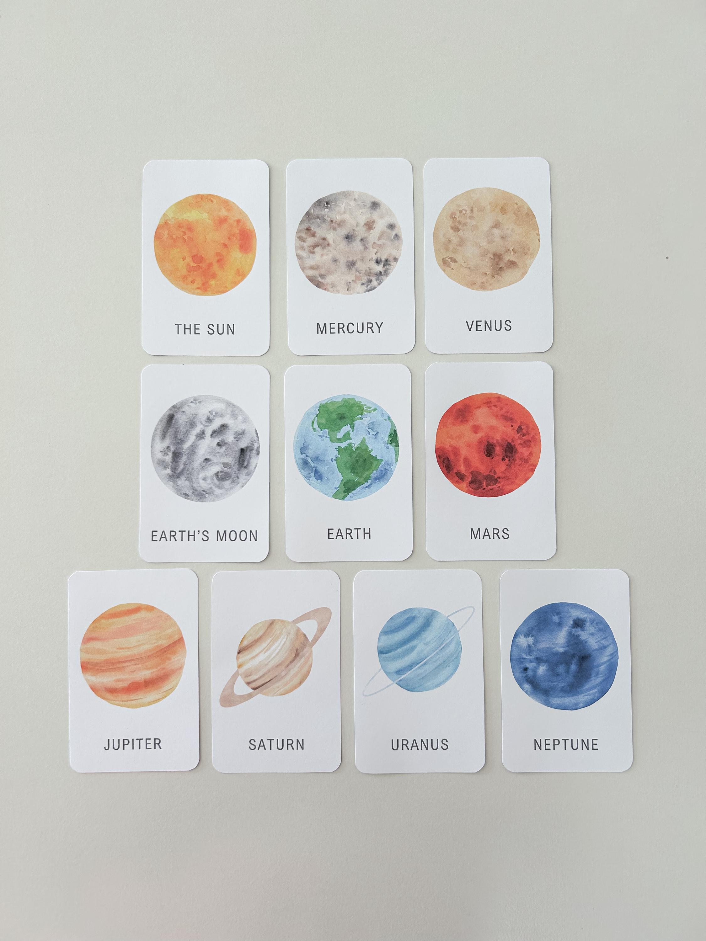 10 Solar System Flashcards Printable, Space, Planets, Children's ...