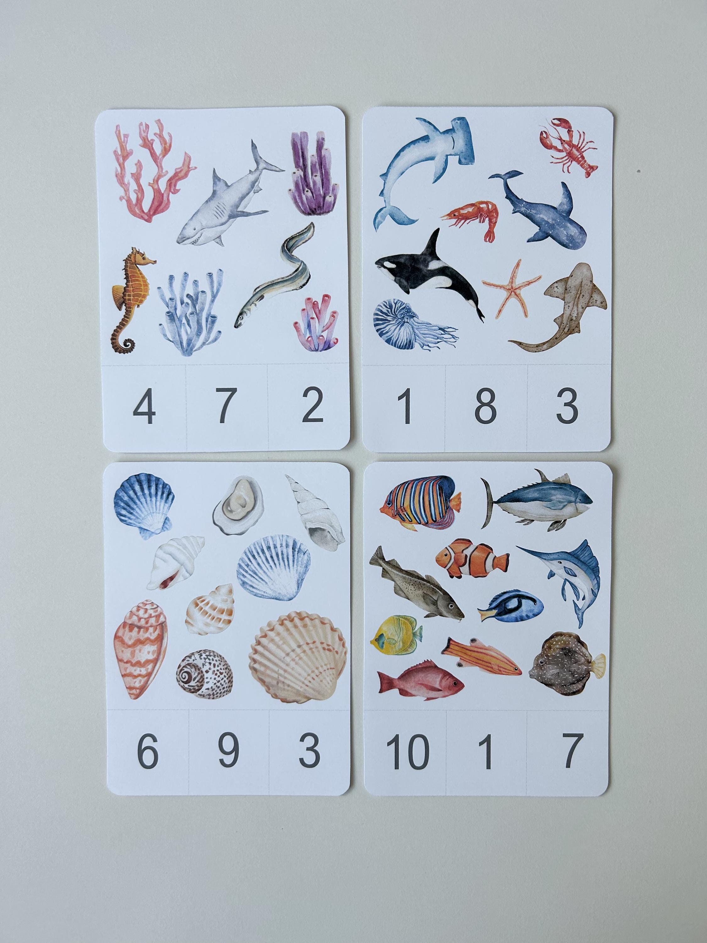 1-10 Ocean Number Peg Matching Printable, Counting for Children, Early ...