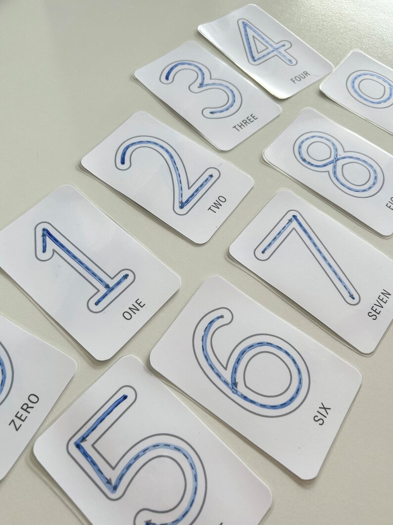 0-9 Number Tracing Cards Printable, Early Writing Skills, Numeracy ...